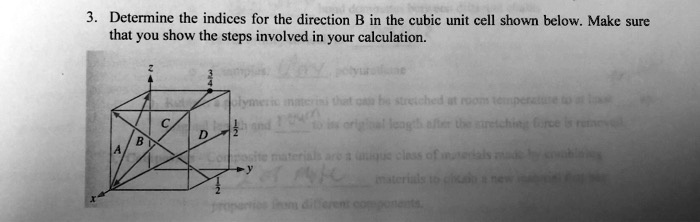 [GET ANSWER] 3. Determine the indices for the direction B in the cubic unit cell shown below ...