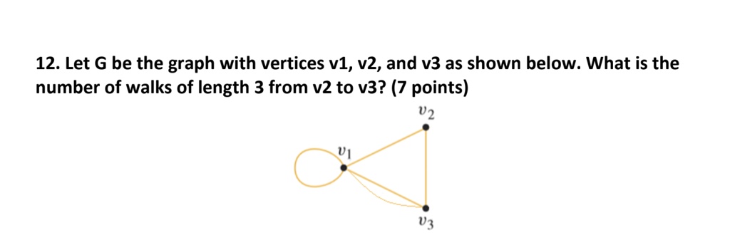 SOLVED: 12. Let G be the graph with vertices V1, V2, and v3 as shown below. What is the number ...
