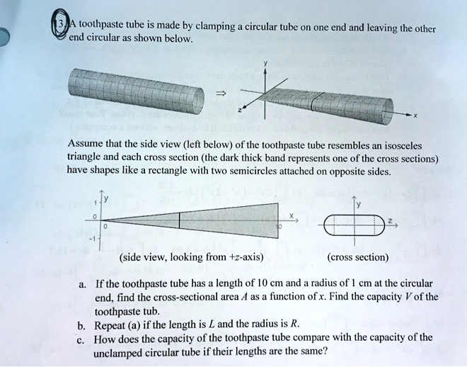 SOLVED: toothpaste tube is made by clamping circular tube 0n one end ...