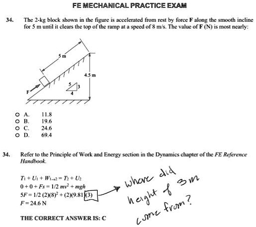 34 Fe Mechanical Practice Exam The 2 Kg Block Shown In The