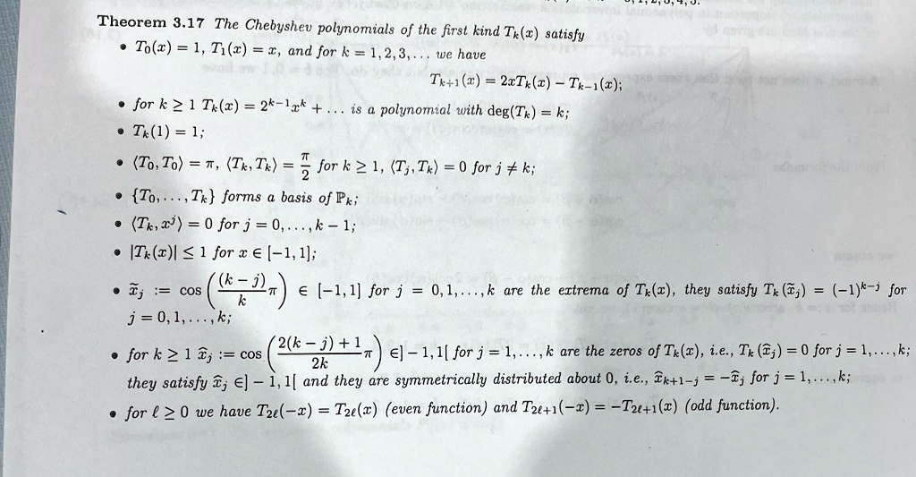 SOLVED: Texts: Prove Theorem 3.17 of the class notes on the Chebyshev ...