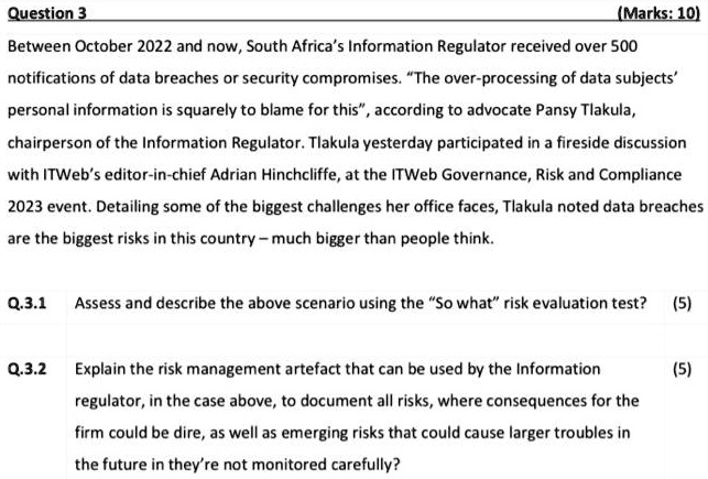 Solved Texts Question 3 Marks 10 Between October 2022 And Now South Africas Information