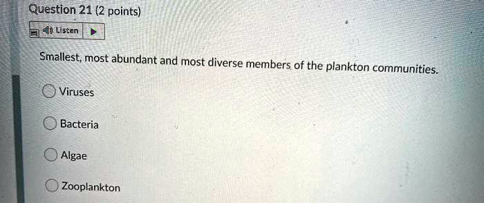 SOLVED:Question 21 (2 points) Liseen Smallest; most abundant and most ...