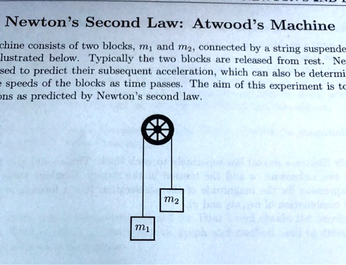 newtons second law atwoods machine chine consists of two blocks m1l1 and 1n2 connected by string ...