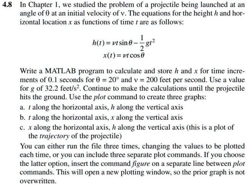 SOLVED: In Chapter 1, we studied the problem of a projectile being launched at an angle of Î¸ at ...