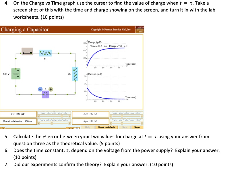 SOLVED: On the Charge vs Time graph use the curser to find the value of ...