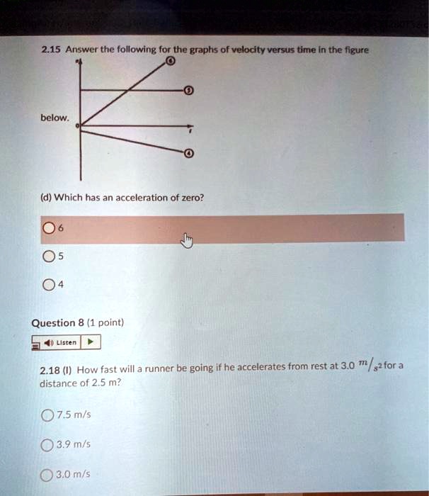 215 answer the following for the graphs of velocity versus ume in the ...