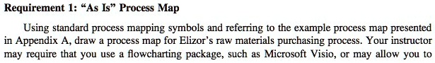 SOLVED: Requirement I: "As Is" Process Map Using standard process ...
