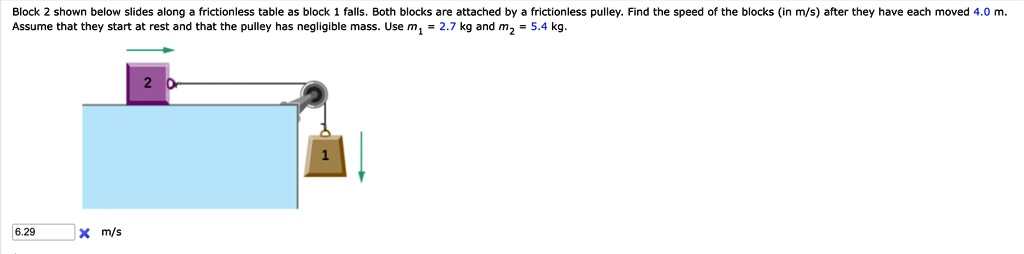 Block 2 shown below slides along a frictionless table as block 1 falls. Both blocks are attached ...