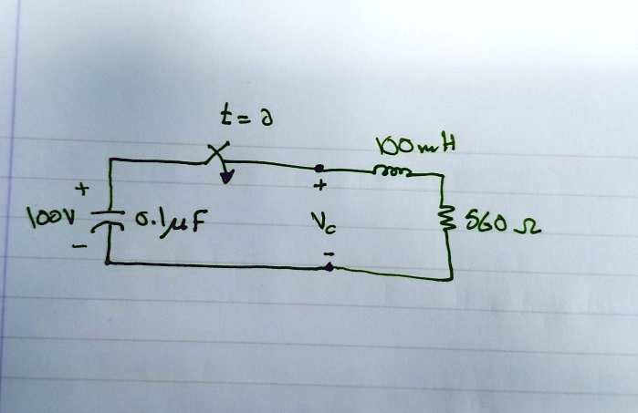 SOLVED: The 0.1 microFarad capacitor in the circuit shown below is charge to 100 volts initially ...