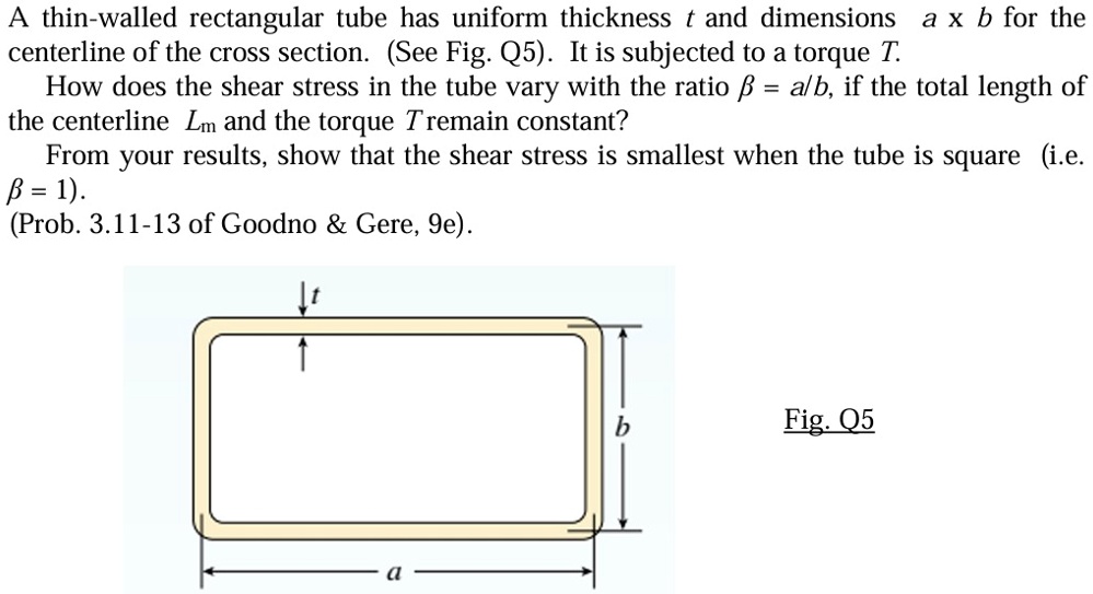 SOLVED: A thin-walled steel tube having an elliptical cross section ...