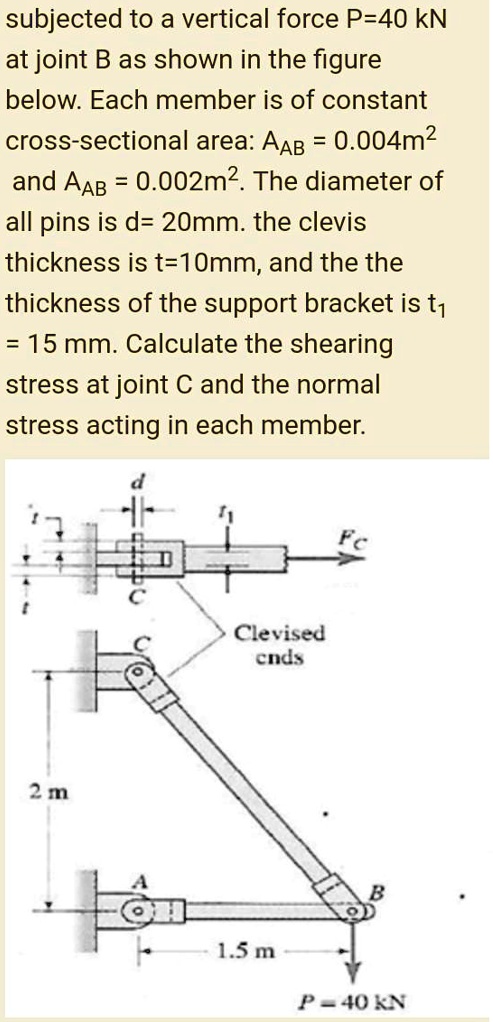SOLVED: Strength of Materials Subjected to a vertical force P = 40 kN ...