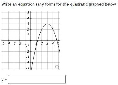 SOLVED:Write an equation (any form) for the quadratic graphed below J 4 ...