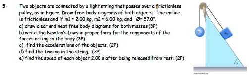 5 Two Objects Are Connected By A Light String That Passes Over A