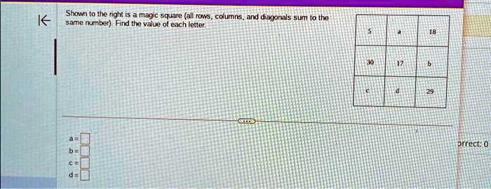 Shown To The Right Is A Magic Square All Rows Columns And Diagonals Sum To The Same Number