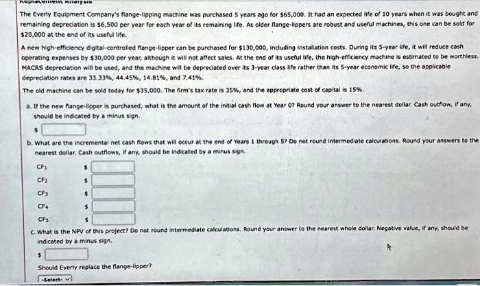 SOLVED: The Everty Equipment Company's flange-lipping machine was ...
