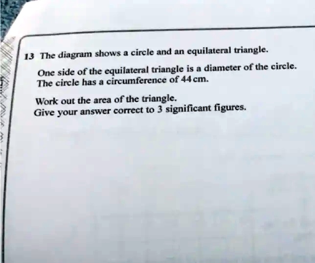 SOLVED: The diagram shows a circle and an equilateral triangle. One ...
