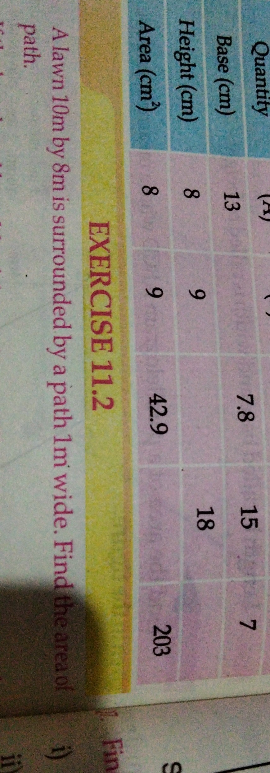 SOLVED: EXERCISE 11.2 A lawn 10 m by 8 m is surrounded by a path 1 m ...