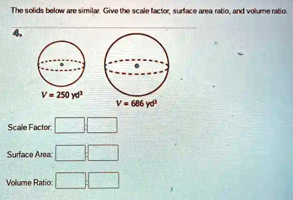 SOLVED: The solids below are similar Give the scale factor surface area ...