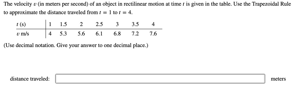 Solved The Velocity V In Meters Per Second Of An Object In
