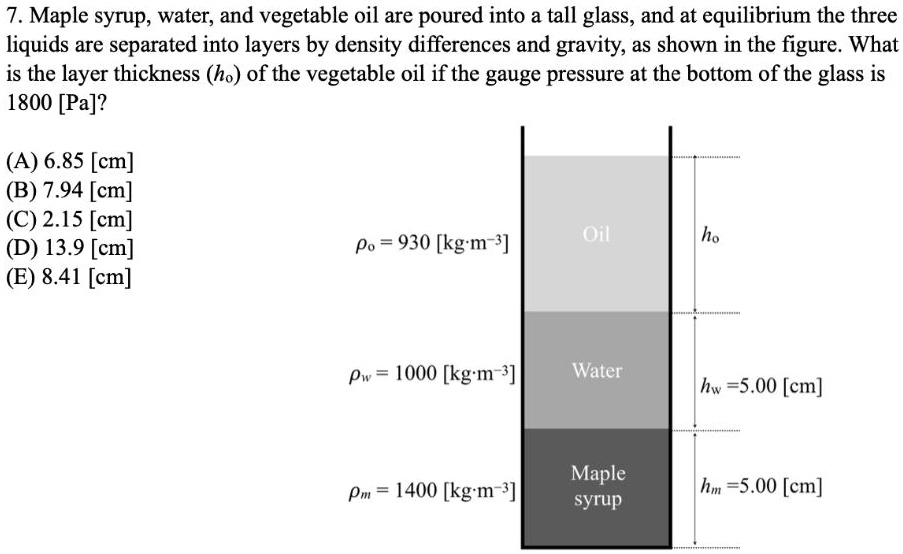 7 maple syrup water and vegetable oil are poured into a tall glass and ...