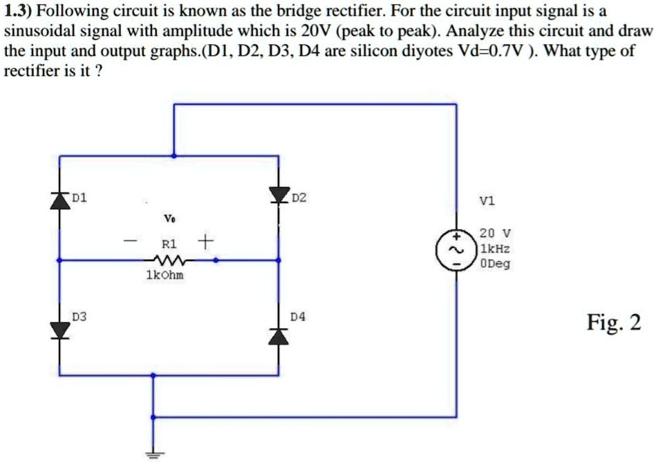 1.3) Following circuit is known as the bridge rectifier. For the ...