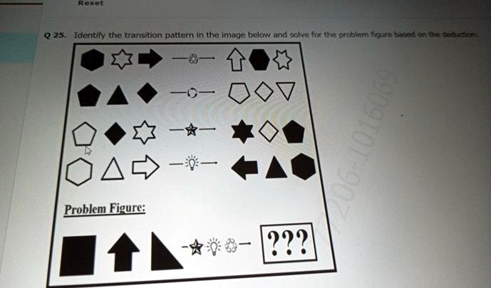 25 identify the transition pattern in the image below and solve for the problem figure based on ...