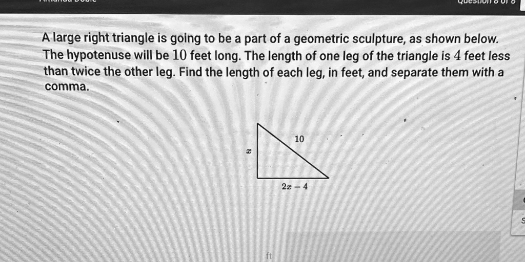 SOLVED: Cucoloo Ji A large right triangle is going to be a part of a ...