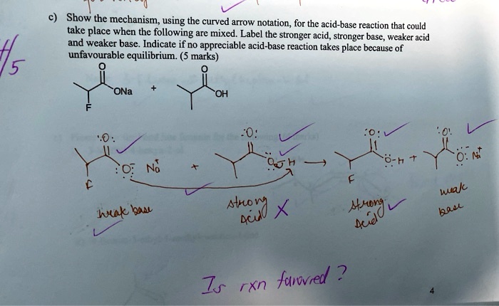 show the mechanism using the curved arrow notation for the acid base ...