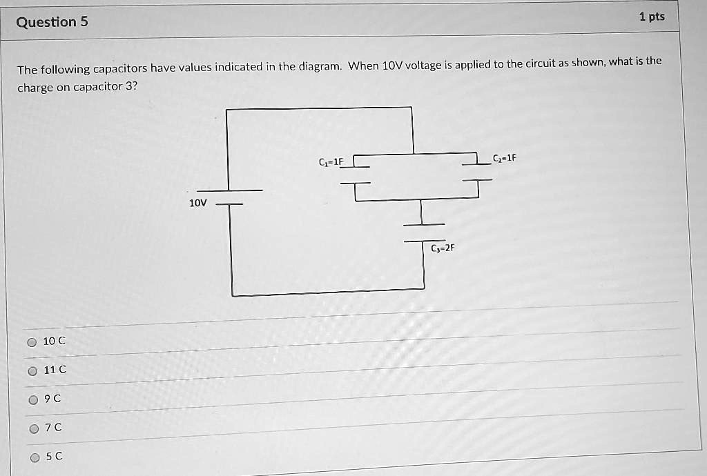 SOLVED: The following capacitors have values indicated in the diagram. When 10V voltage is ...
