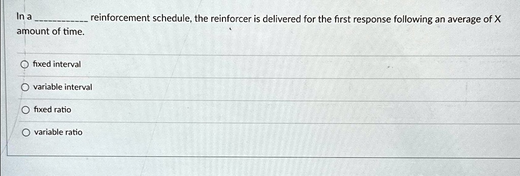 Solved In A Reinforcement Schedule The Reinforcer Is Delivered For The First Response