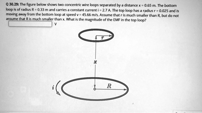 Q30.29: The figure below shows two concentric wire loops separated by a distance x = 0.65 m. The ...