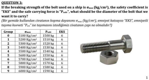 please use the values given in group 8 in the table to solve the ...
