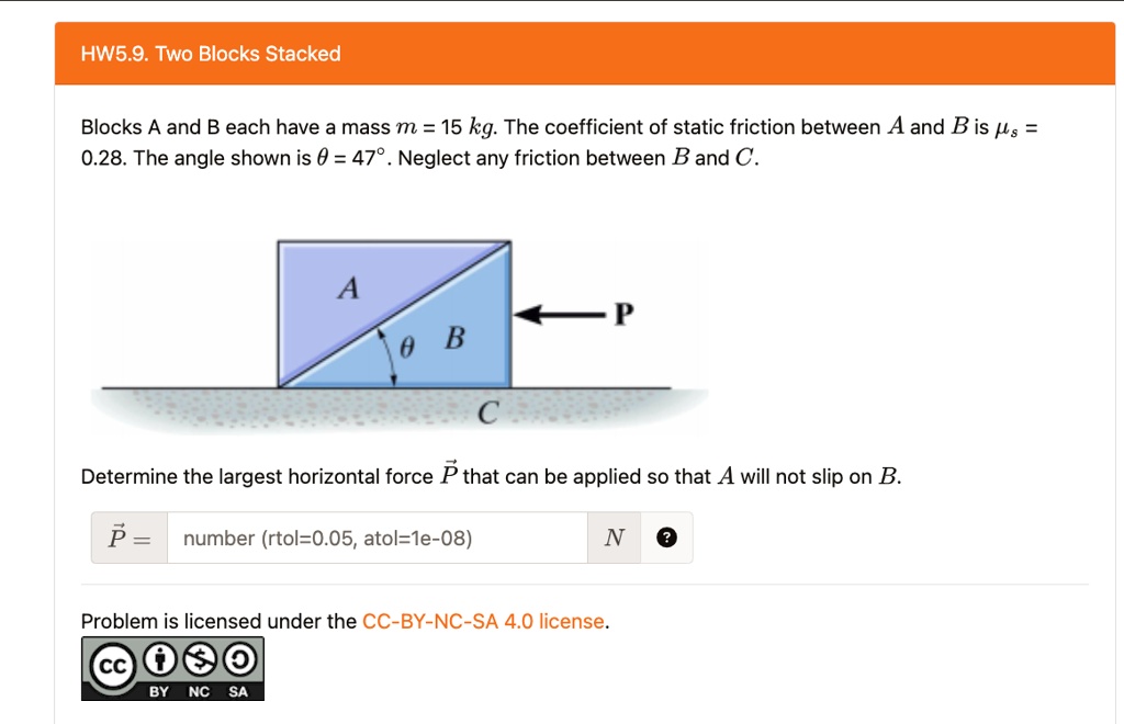 hw59 two blocks stacked blocks a and b each have a mass m 15 kg the ...