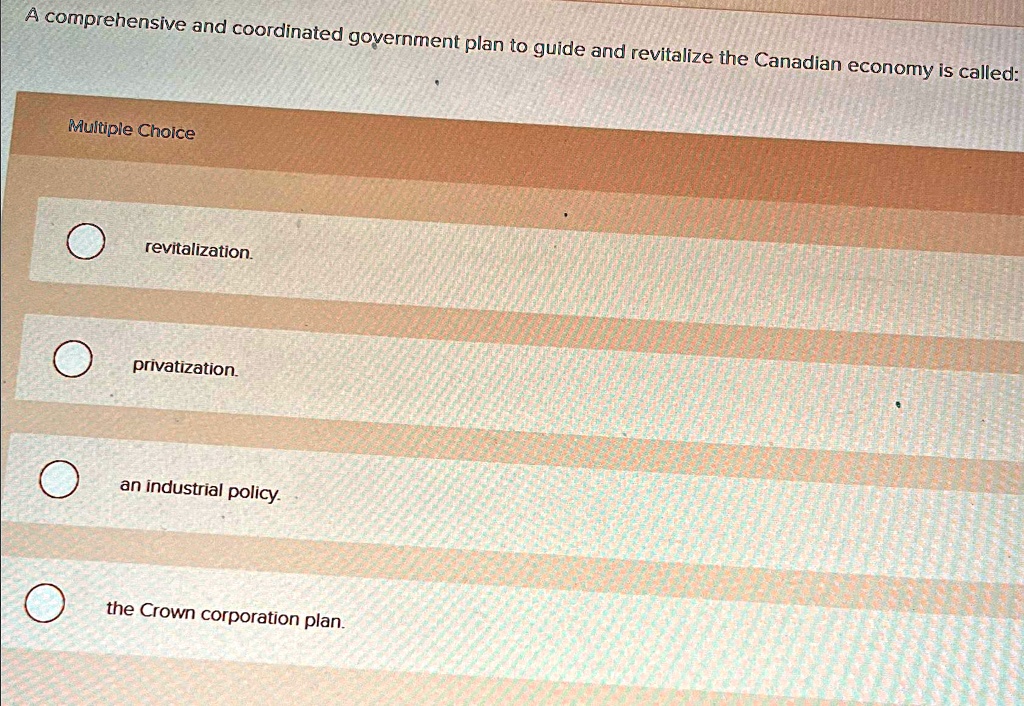 SOLVED: A comprehensive and coordinated government plan to guide and ...