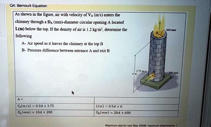 SOLVED: Q4: Bernoulli Equation As shown in the figure, air with a ...