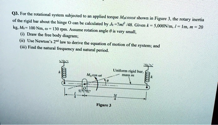 SOLVED: Q3. For the rotational system subjected to an applied torque Mocost shown in Figure 3 ...