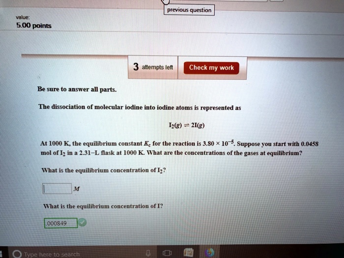 SOLVED: The dissociation of molecular iodine into iodine atoms is ...