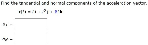 Solved Find The Tangential And Normal Components Of The Acceleration Vector R T Ti T2j