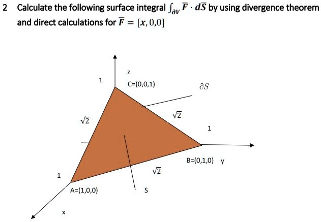 SOLVED: Calculate the following surface integral JavF dS by using divergence theorem and direct ...