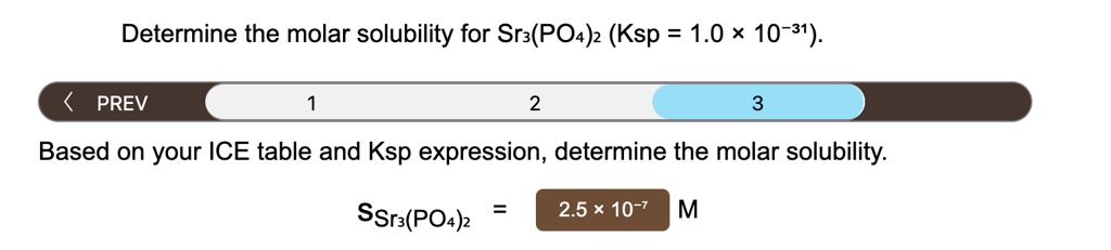 determine the molar solubility for srpoaz ksp 10 x 10 31 prev based on ...