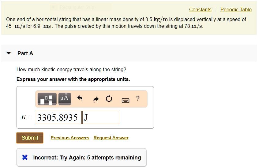 SOLVED: Constants PeriodicTable One end of a horizontal string that has a linear mass density of ...