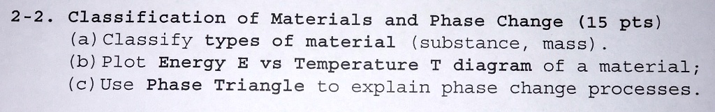 2-2. Classification of Materials and Phase Change (15 pts) (a) Classify ...