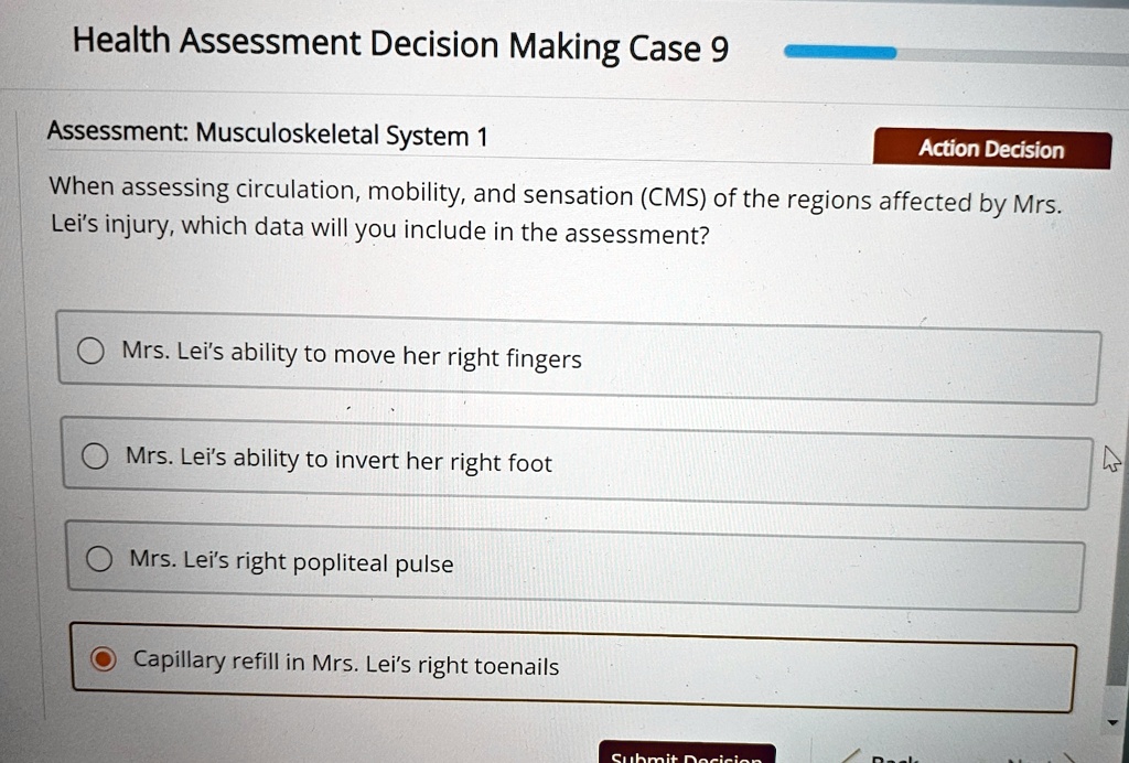 health assessment decision making case 9 assessment musculoskeletal ...