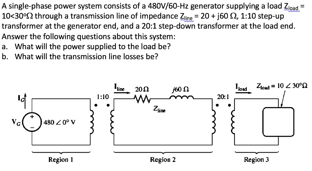 A single-phase power system consists of a 480V/60-Hz generator ...