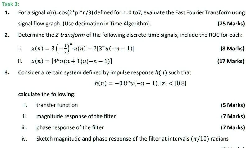 task3 1 for a signalxncos2pin3defined for n0 to7evaluate the fast fourier transform using signal ...