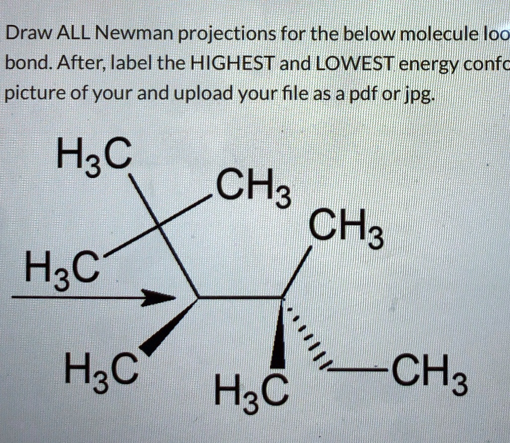 Draw ALL Newman projections for the below molecule. Look at the bond ...