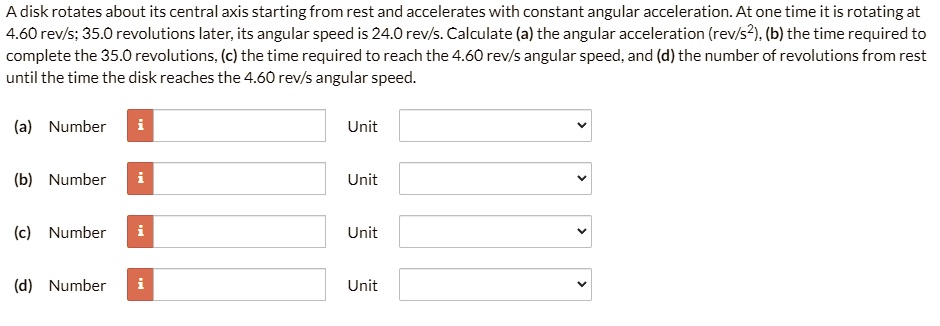 Solved Adisk Rotates About Its Central Axis Starting From Rest And Accelerates With Constant