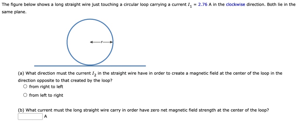 SOLVED: The figure below shows long straight wire just touching circular loop carrying current ...