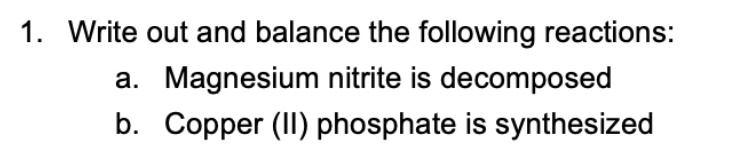 SOLVED: 1 Write out and balance the following reactions: a Magnesium ...